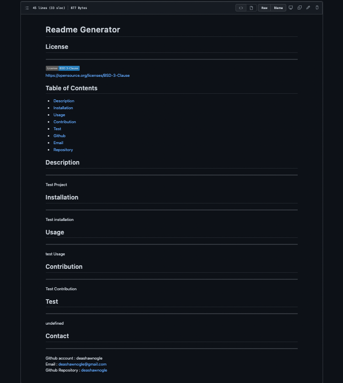 Readme-Generator | README-Generator